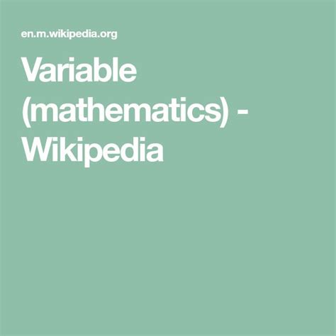 Variable Mathematics Wikipedia
