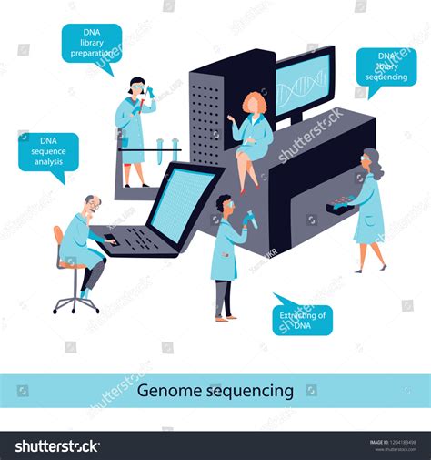 Genome Sequencing Flat Vector Concept Dna Stock Vector Royalty Free