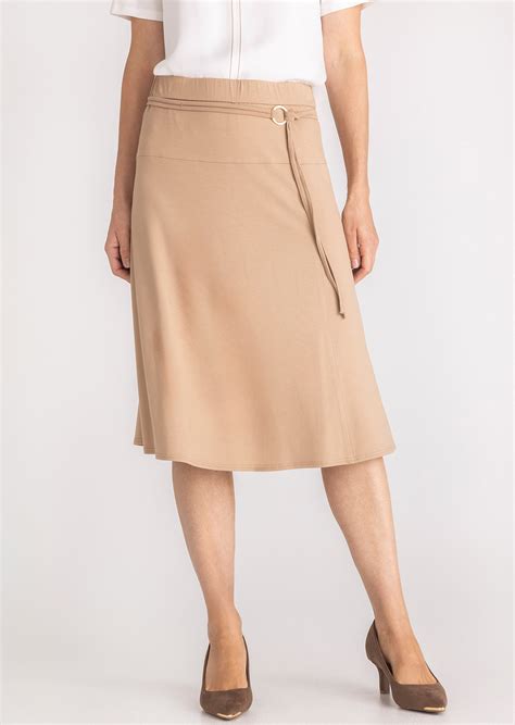 Wijde Jersey Rok Met Riem In Beige Goldner