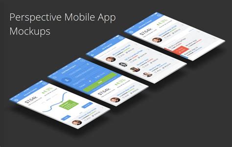 three screens showing the different mobile app mockups for each device