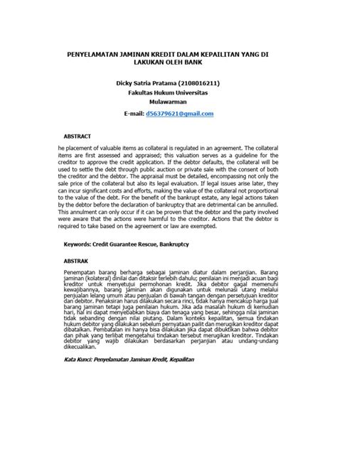 Turnitin Dicky Satria Pratama 2108016211 Uas Hukum Jaminan