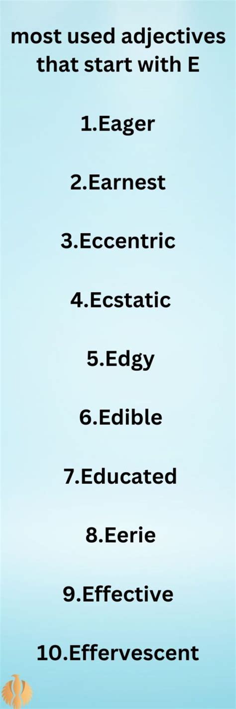 100 Most Used Adjectives That Start With E Phoenix English
