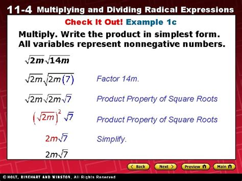 11 4 Multiplying And Dividing Radical Expressions Preview
