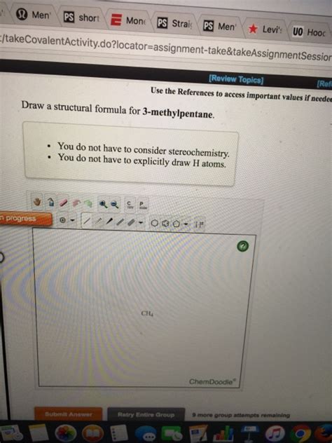 Solved Draw A Structural Formula For 3 Methylpentane You