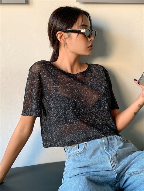 Dazy See Through Crop Mesh Top Without Bra Going Out Tops Festival