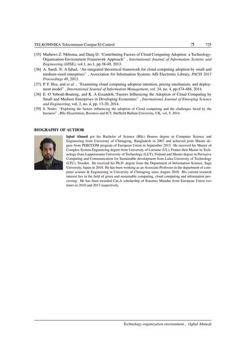 Technology Organization Environment Framework In Cloud Computing Pdf