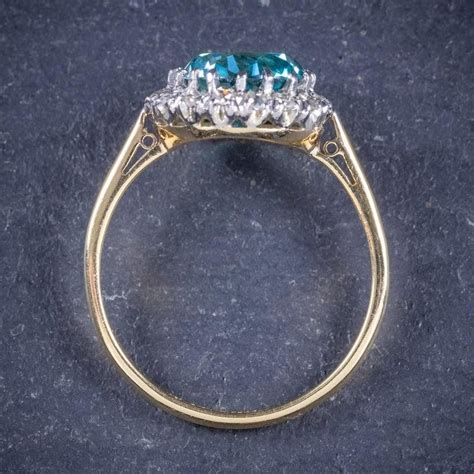 Antique Edwardian Blue Zircon Ring In 18 Carat Gold Platinum Circa