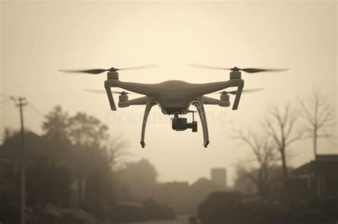 High Tech Rescue Drone Scanning Disaster Zone Emergency Response Monochrome Stock Image Image