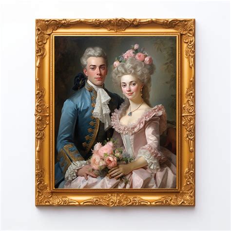 Rococo Couple Portrait Art Print Oil Painting Rococo Renaissance