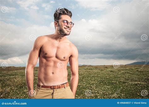 Hot Shirtless Man Posing With His Hands In Pockets Stock Image Image