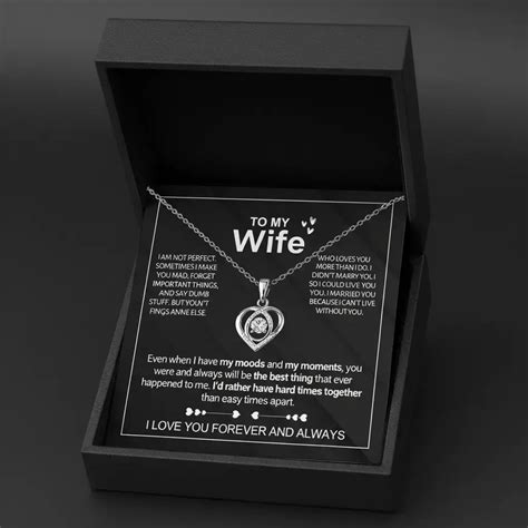 To My Wife Forever And Always Heart Necklace Cherish These