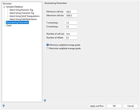 vulcan geology sampling cell decluster