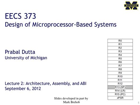 Ppt Microprocessor Architecture And Assembly Eecs 373 Lecture