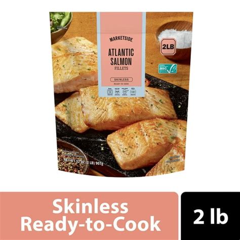 Marketside Skinless Atlantic Salmon Portions Frozen 2 Lb Bag 23g