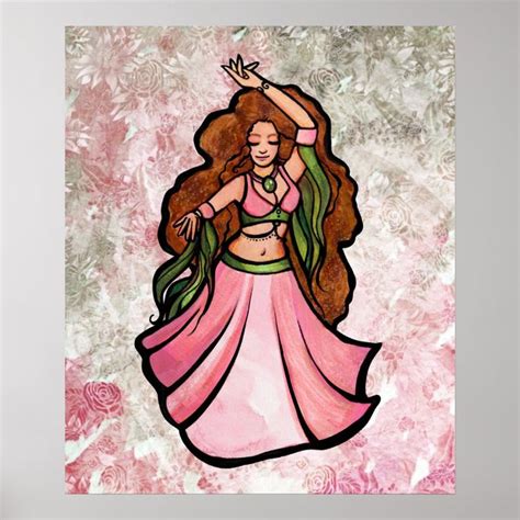 Pink Belly Dancer Art Cute Belly Dancing Troupe Dancers Art Pink