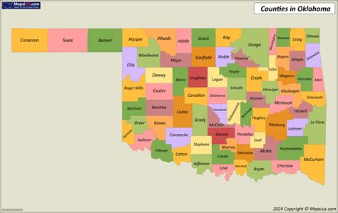 Oklahoma County Map List Of Counties In Oklahoma