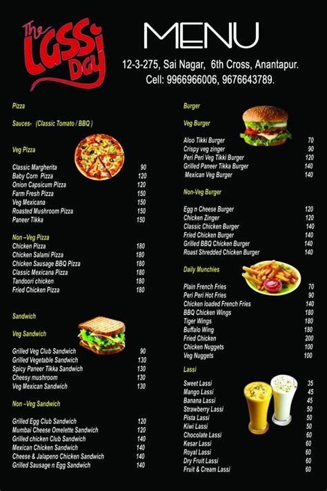 Menu At The Lassi Day Anantapur