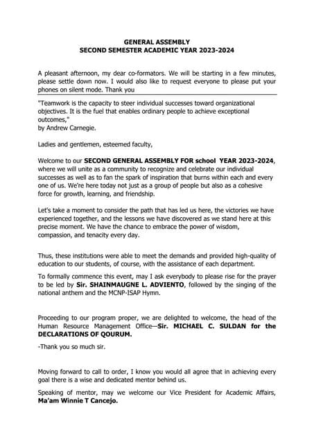 General Assembly 2nd Semester 2024 Docx