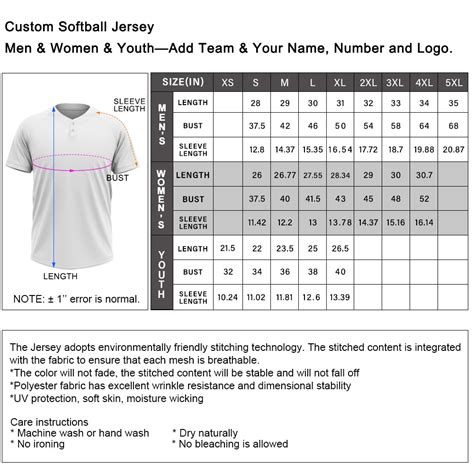 Size Chart Jerseys Handmade Store Size Guide Fansidea Fansidea