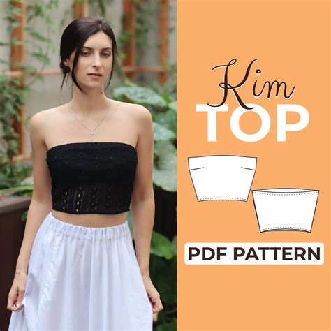 Tube Top Sewing Pattern Strapless Women Top Easy Beginner Pattern