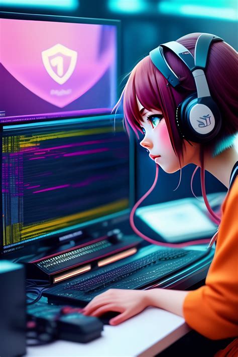 Lexica Anime Girl Programming At A Computer Lofi