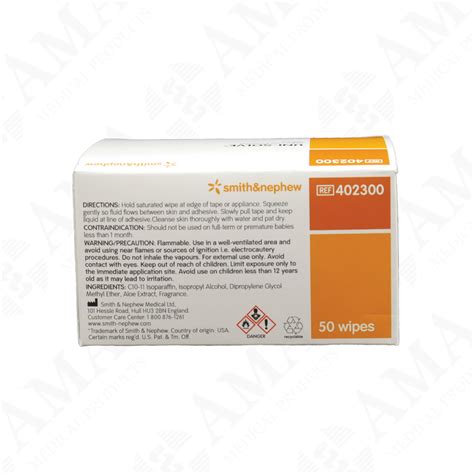 Smith And Nephew Uni Solve Adhesive Remover Wipe
