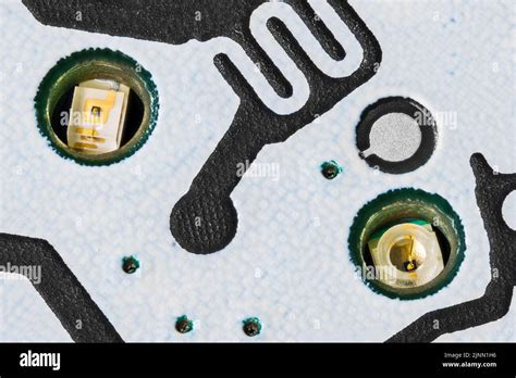 Closeup Of Small Led Diodes Inside White Printed Circuit Board Electronic Light Emitting