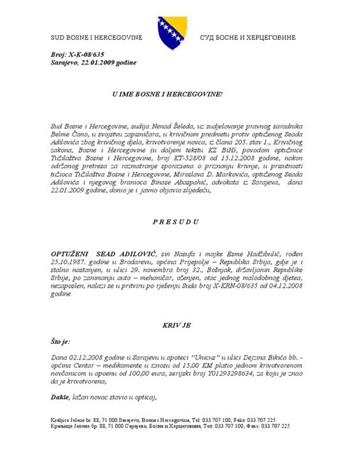 Sead Adilovic Prvostepena Presuda Pdf