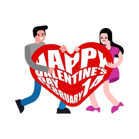 Valentine S Day Lovers And Heart One Heart For Two Stock Vector