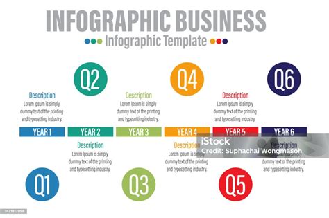 6 단계 현대 타임 라인 다이어그램 달력 연간 워크 플로우 및 원 프리젠 테이션 벡터 인포 그래픽 비즈니스를 위한 인포그래픽