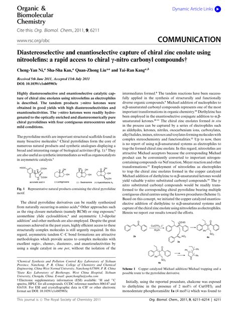 Pdf Cheminform Abstract Diastereoselective And Enantioselective Capture Of Chiral Zinc