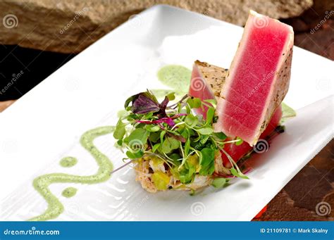 Ahi Tuna Stock Image Image Of Tuna Lunch Fine Green 21109781