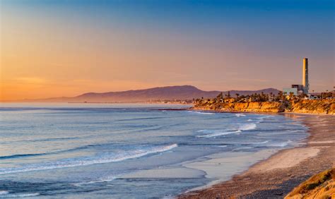 View Of The Coastal South Carlsbad State Beach Campground At Sunset