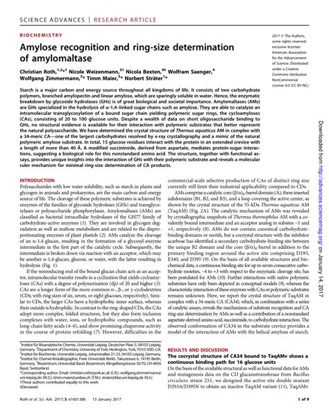 Pdf Amylose Recognition And Ring Size Determination Of Amylomaltase
