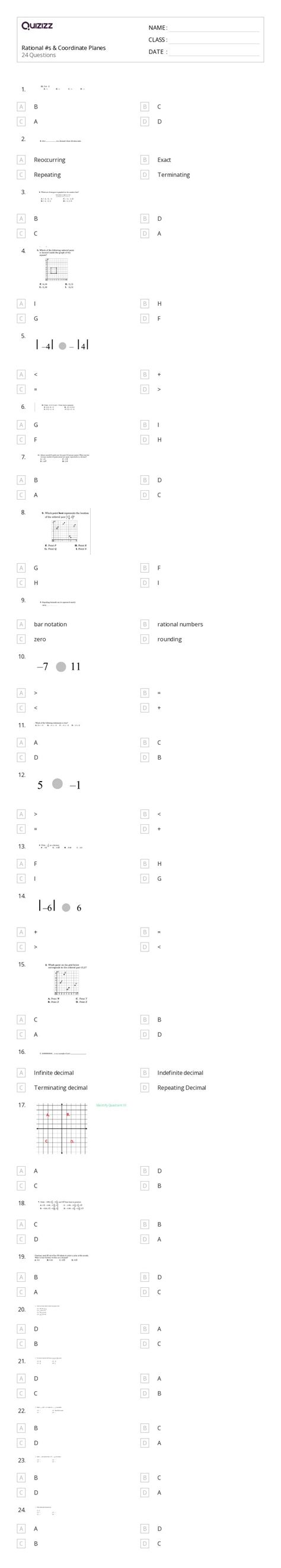 50 Coordinate Planes Worksheets For 8th Class On Quizizz Free