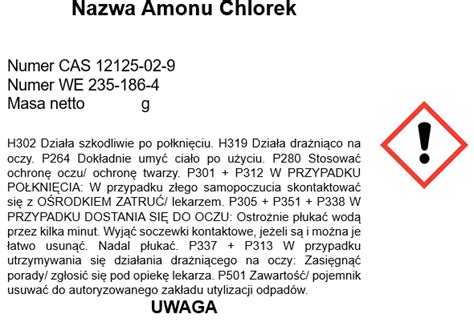Amonu Chlorek Nh4cl Pyrogarage Odczynniki Lont Narzędzia Wszystko Dla Pirotechnika