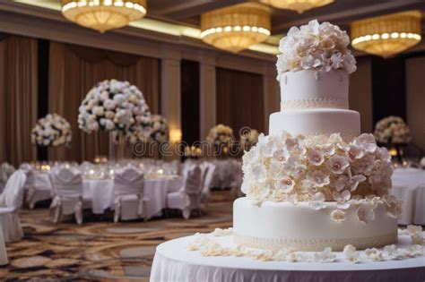 Stunning Multi Tier Wedding Cake Decorated With Flowers In The