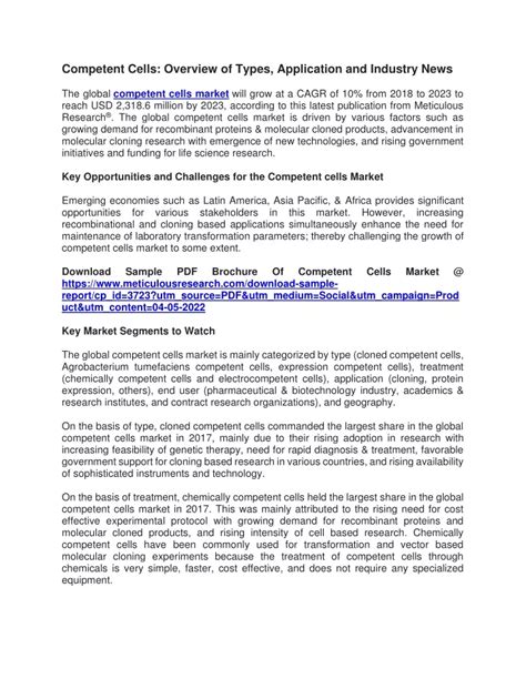 Ppt Competent Cells Market Powerpoint Presentation Free Download