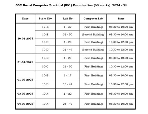 Std 10 Computer Practical Exam Schedule 24 25 Pdf