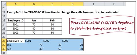 Excel 转置函数极客笔记