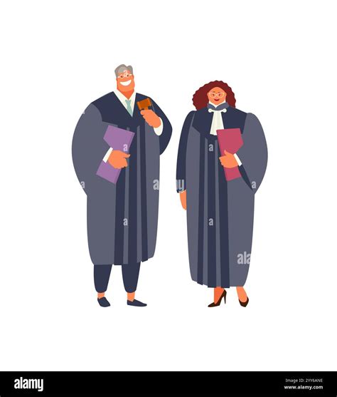 Standing Judges Man And Woman In A Judging Robe On A White Background