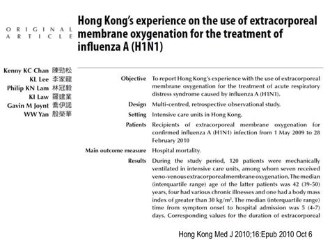 Use Of Ecmo In H1n1 Influenza Pneumoniappt