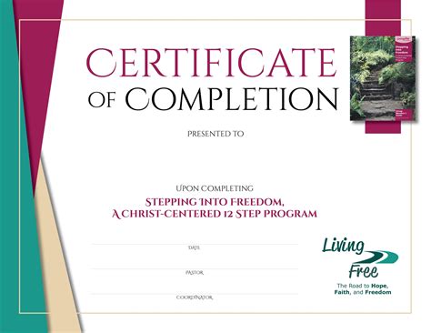 Stepping Into Freedom Certificate Of Completion Living Free