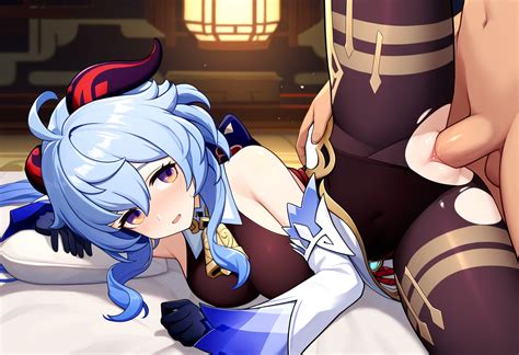 Rule 34 Ai Generated Bed Big Breasts Blue Hair Crotch Cutout Ganyu