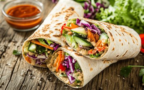 Fresh Veggie Hummus Wrap Light Orange Bean