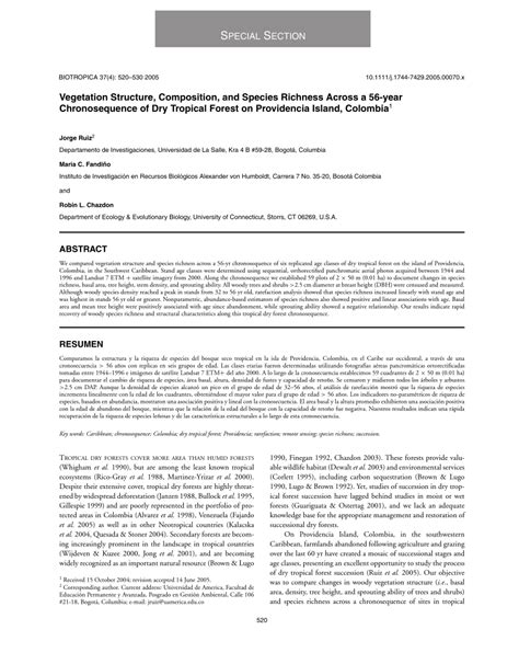 Pdf Vegetation Structure Composition And Species Richness Across A 56‐year Chronosequence Of