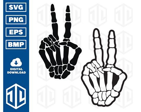 Skeleton Peace Sign Hand Clipart Peace Love Vector Etsy