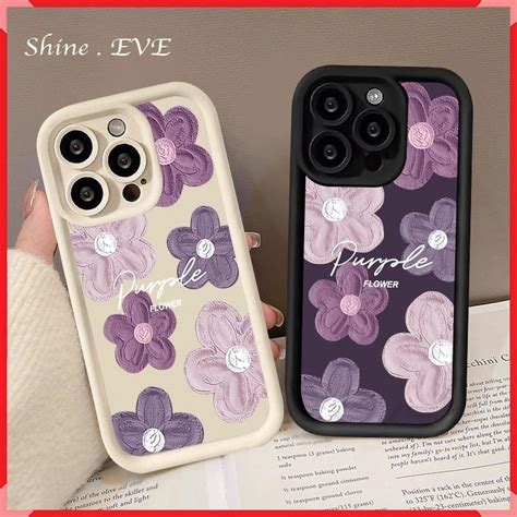 For Oppo A57 A12 A38 A7 A9 Purple Embossed Flower Case A53 A54 A16s