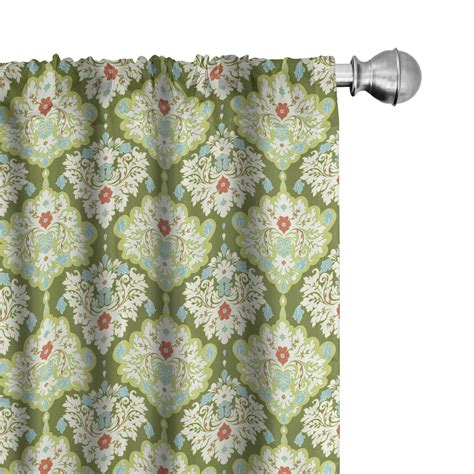 Ambesonne Victorian Curtains Floral Damask Baroque Pair Of 28x84