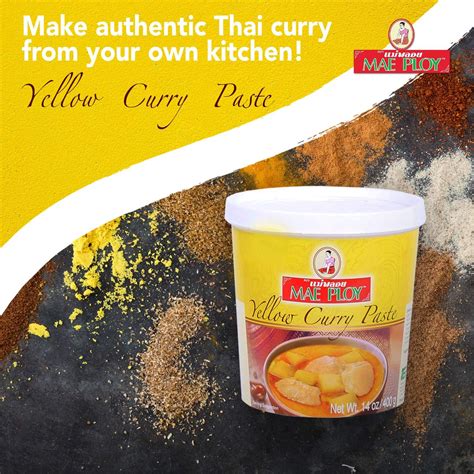 Mae Ploy Thai Yellow Curry Paste 14oz Tub Authentic Blend Of Herbs